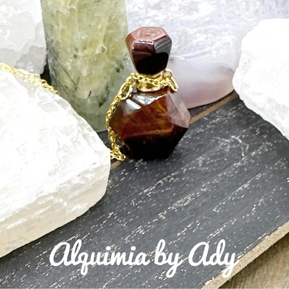 Alquimia | Jewelry | Red Tiger Eye Perfume Bottle Necklace Vermeil Gold ...
